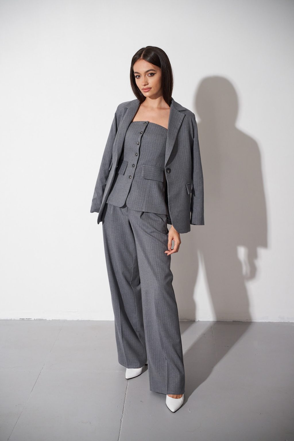 Top bustiera elegant gri cu lână - INNES Atelier